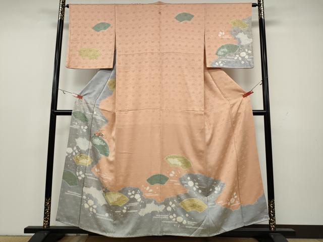 平和屋着物●訪問着　絞り　刺繍　雲取り地紙花文　金彩　正絹　逸品　CAAY4885ut