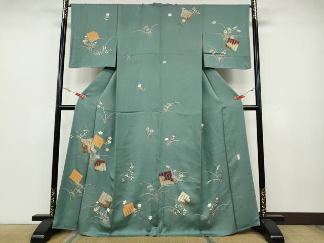 平和屋着物●訪問着　駒刺繍　源氏香花文　金彩　正絹　逸品　CAAY4901ut