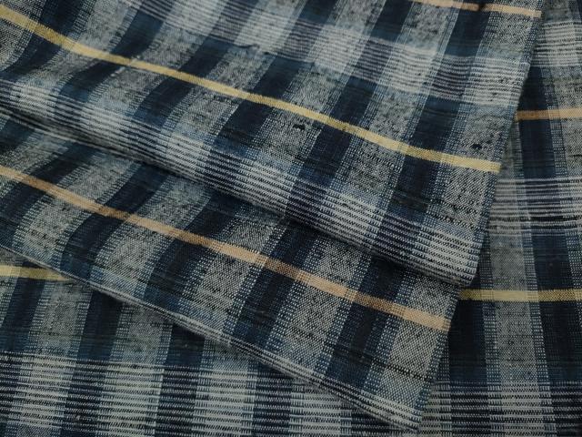 平和屋着物●上質な紬　格子柄　正絹　逸品　CAAY4909ut