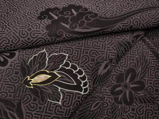 平和屋着物●訪問着　お召地　螺鈿　楽器更紗花唐草文　金彩　京都きもの友禅扱い　正絹　逸品　CAAY4914ut