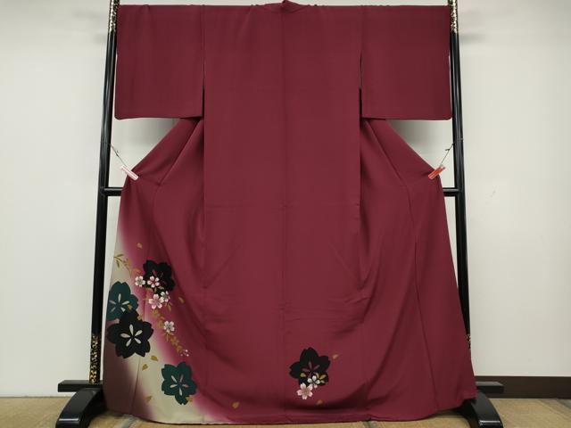 平和屋着物●色留訪問着　舞桜文　暈し染め　金彩　ロング丈　正絹　逸品　CAAY4929ut