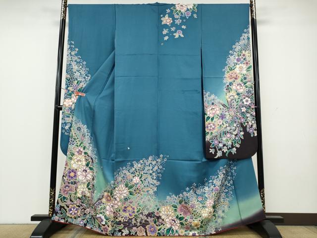 平和屋着物●豪華振袖　草花文　暈し染め　金彩　正絹　逸品　CAAY4939ut