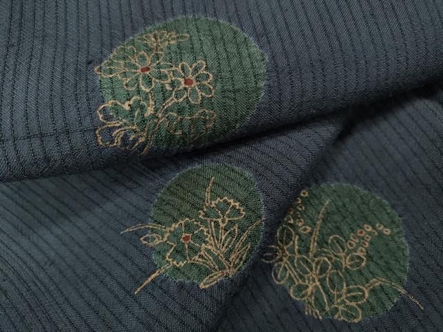 平和屋着物●上質な紬　草花丸文　金彩　正絹　逸品　CAAY4963ut