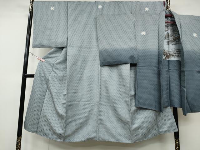 平和屋着物●男性　色紋付・羽織セット　菱繋ぎ地紋　羽織：暈し染め　正絹　逸品　CAAY4976ut