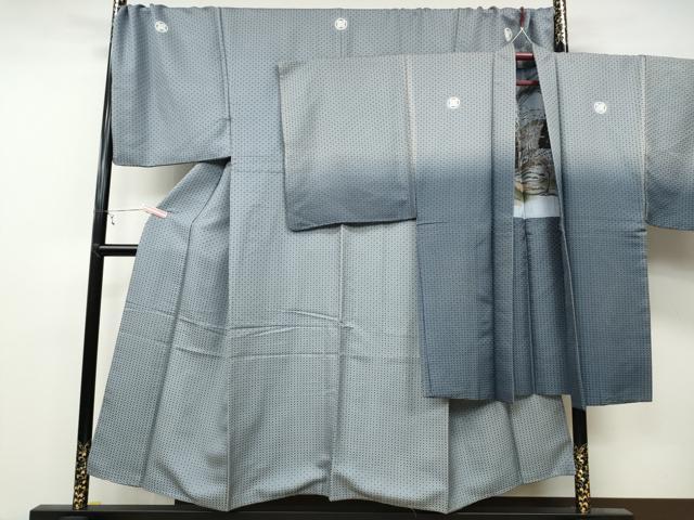平和屋着物●男性　色紋付・羽織セット　菱繋ぎ地紋　羽織：暈し染め　キングサイズ　正絹　逸品　CAAY4978ut