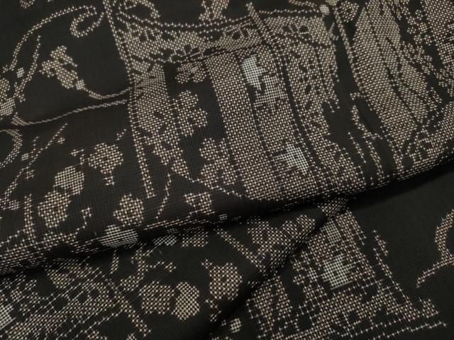 平和屋着物●本場大島紬　7マルキ　屏風花文　正絹　逸品　CAAY4987ut