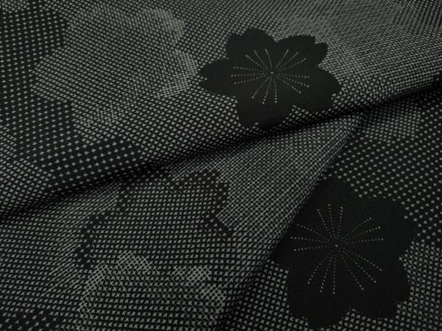 平和屋着物●上質な小紋　舞桜文　黒地　正絹　逸品　CAAY4996ut