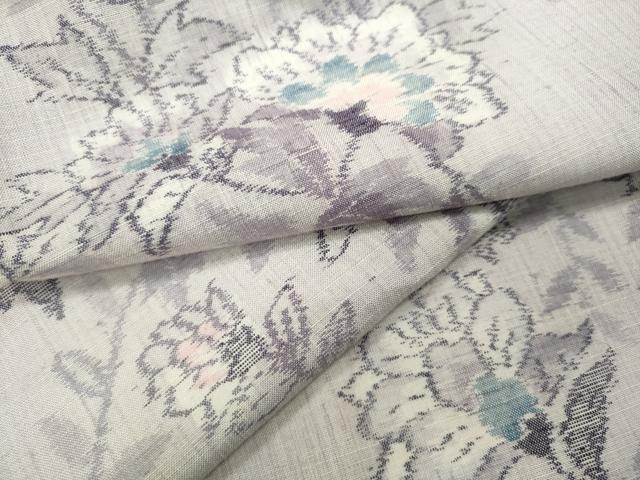 平和屋着物●小千谷紬　枝更紗花文　正絹　逸品　CAAY5016ut