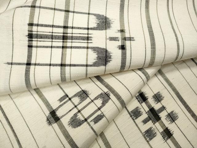 平和屋着物●上質な紬　絣文様　正絹　逸品　CAAY5017ut