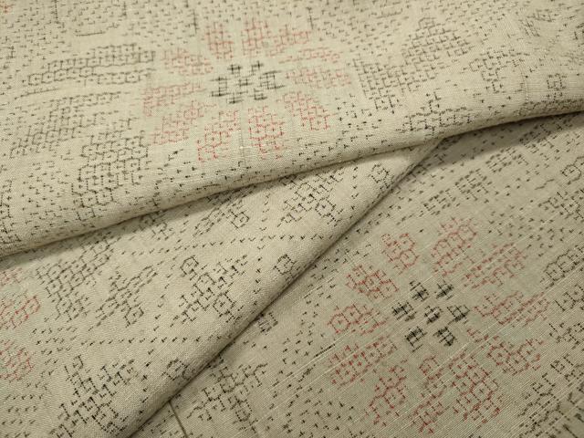 平和屋着物●結城紬　80亀甲　切嵌花唐草文　正絹　逸品　CAAY5030ut