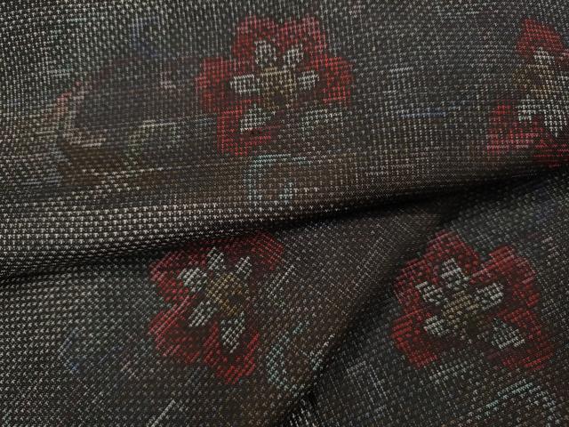 平和屋着物●本場大島紬　9マルキ　花唐草文　正絹　逸品　未使用　CAAY5034ut