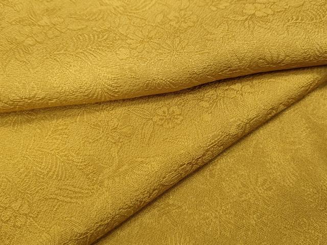 平和屋着物●上質な色無地　鳳凰舞花地紋　山吹茶色　やまと誂製　正絹　逸品　CAAY5063ut