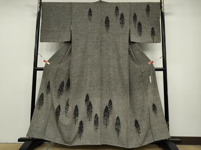 平和屋着物●二代目 川村久太郎　訪問着　樹林文　たたき染め　正絹　逸品　CAAY5072ut