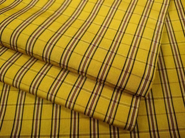 平和屋着物●黄八丈　紬　格子柄　正絹　逸品　CAAY5084ut