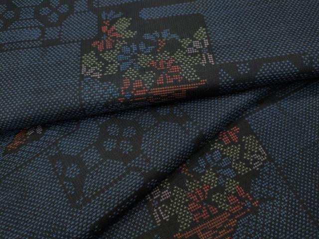 平和屋着物●本場大島紬　9マルキ　エ霞色紙草花文　やまと誂製　正絹　逸品　未使用　CAAY5094ut