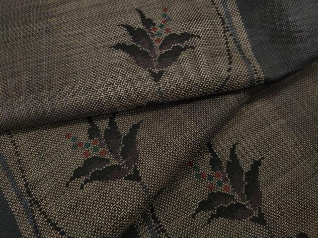 平和屋着物●本場大島紬　9マルキ　蔦の葉花文　正絹　逸品　CAAY5104ut