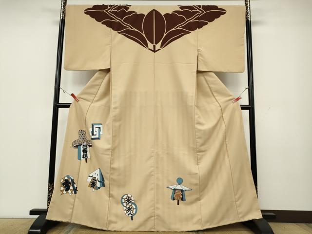 平和屋着物●男性　訪問着　舞台衣装　火消し纏　洗える着物　CAAY5111ut