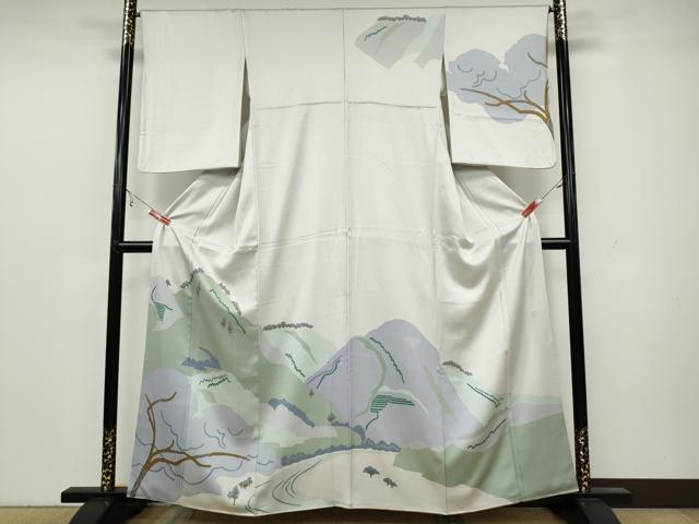 平和屋着物●訪問着　作家物　遠山草木文　正絹　逸品　CAAY5121ut