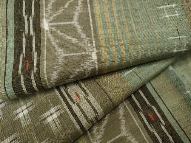 平和屋着物●上質な紬　麻の葉吉祥間道　正絹　逸品　CAAY5139ut