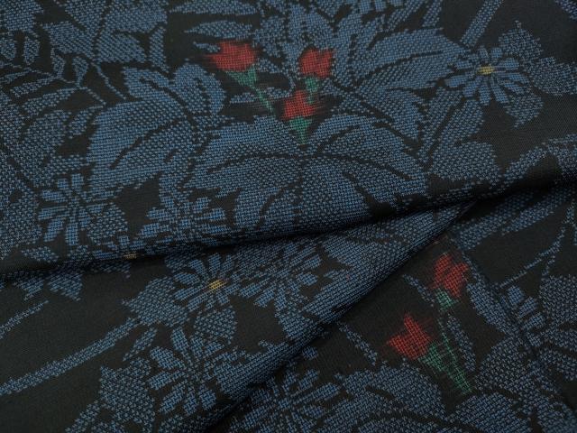 平和屋着物●本場大島紬　9マルキ　草花文　正絹　逸品　未使用　CAAY5140ut