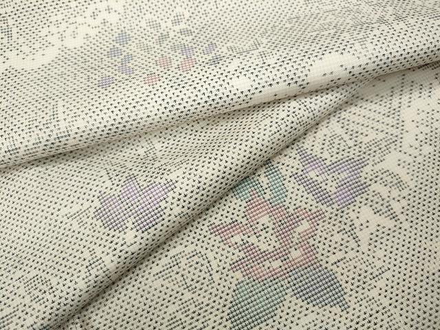 平和屋着物●本場大島紬　白大島　9マルキ　草花文　正絹　逸品　CAAY5160ut