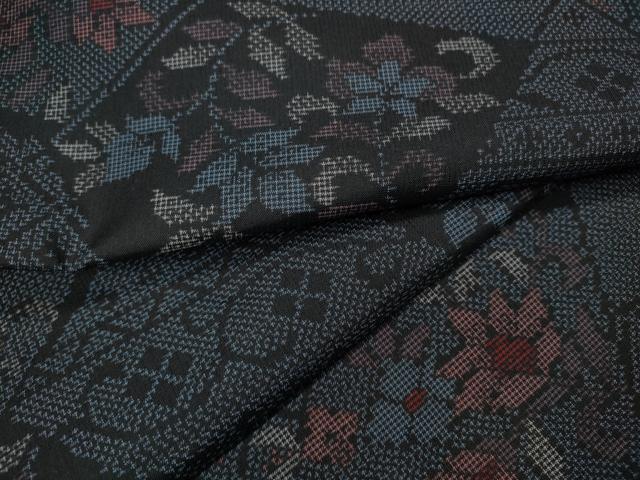 平和屋着物●本場村山大島紬　切嵌吉祥花文　正絹　逸品　未使用　CAAY5161ut