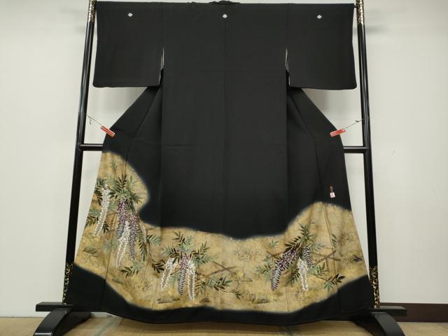 平和屋着物●豪華黒留袖　作家物　藤　金彩　正絹　逸品　CAAY5178ut