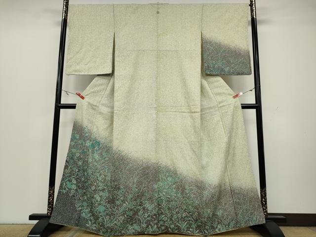 平和屋着物●訪問着　杢目絞り　草花文　正絹　逸品　CAAY5196ut