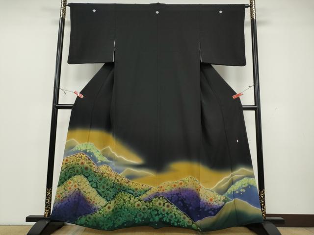 平和屋着物●豪華黒留袖　作家物　辻が花　絞り　暈し染め　正絹　逸品　CAAY5199ut