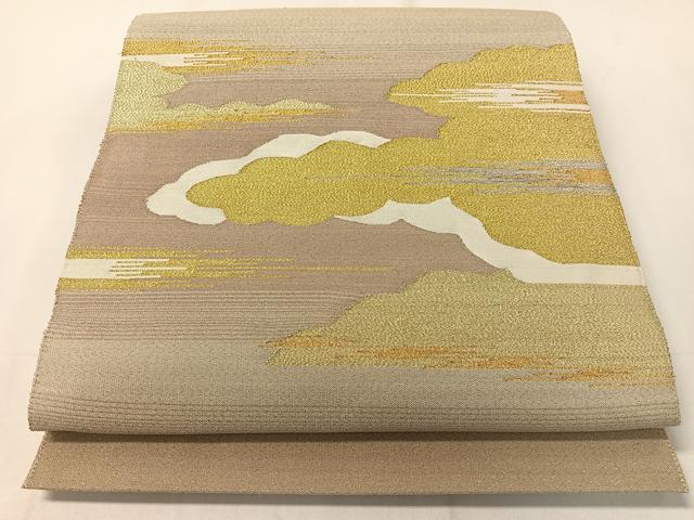 平和屋着物●爪掻き本綴れ　八寸名古屋帯　雲取り霞文　金銀糸　正絹　逸品　CAAY6884vp