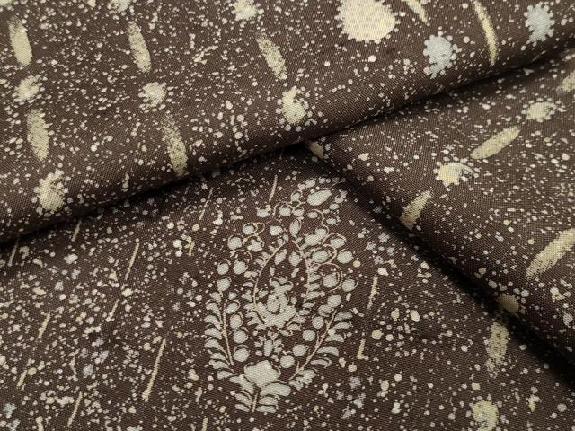 平和屋着物●上質な小紋　紬地　草花間道　正絹　逸品　未使用　CAAY8053gh