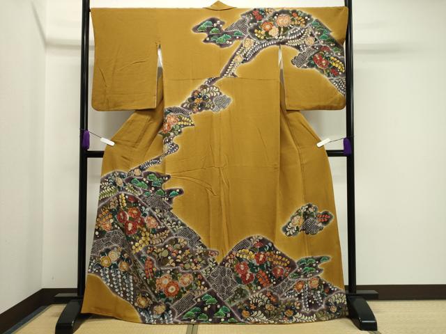 平和屋着物●訪問着　作家物　辻が花　暈し染め　鬼しぼ縮緬　ロング丈　正絹　逸品　CAAY8068gh
