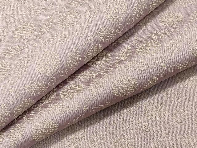 平和屋着物●黄金糸　お召　花唐草文　淡紅藤色　正絹　逸品　CAAY8087gh