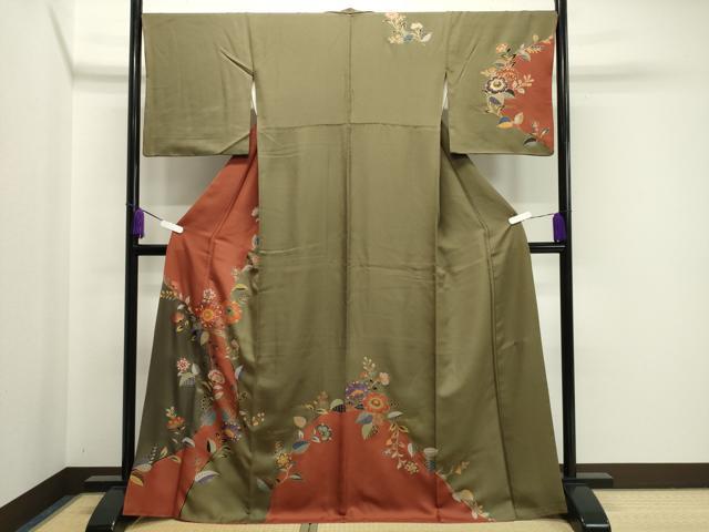 平和屋着物●ファッションデザイナー　HIROKO KOSHINO　コシノヒロコ　訪問着　更紗枝花文　金彩　正絹　逸品　CAAY8097gh