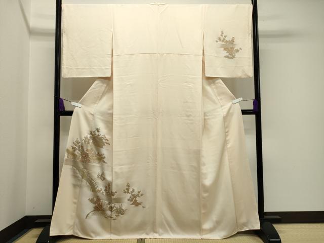 平和屋着物●訪問着　渡り橋風景花文　暈し染め　金銀彩　やまと誂製　正絹　逸品　CAAY8103gh