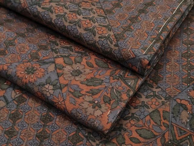 平和屋着物●上質な紬　更紗菱吉祥文　正絹　逸品　未使用　CAAY8105gh