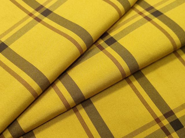 平和屋着物●黄八丈　紬　格子柄　正絹　逸品　CAAY8115gh