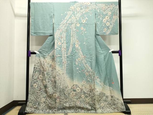 平和屋着物●吉乃一廉　幻の辻が花　訪問着　絞り　暈し染め　銀通し地　正絹　逸品　CAAY8139gh