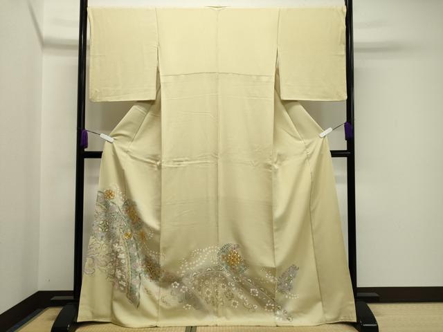 平和屋着物●豪華色留袖　駒刺繍　花唐草文　暈し染め　金彩　ロング丈　正絹　逸品　CAAY8148gh