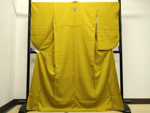 平和屋着物●小振袖　二尺袖　金色　洗える着物　CAAY8166gh