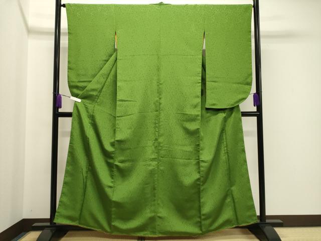 平和屋着物●小振袖　二尺袖　孔雀花文　苔色　金銀彩　洗える着物　CAAY8168gh