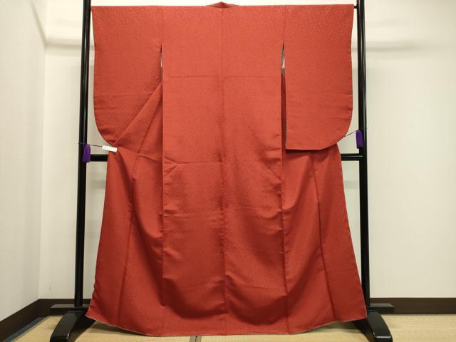 平和屋着物●小振袖　二尺袖　孔雀花文　丹色　金銀彩　洗える着物　CAAY8171gh