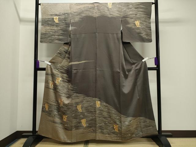 平和屋着物●銀座きしや　訪問着　駒刺繍　立波舟花文　金彩　正絹　逸品　CAAY8180gh