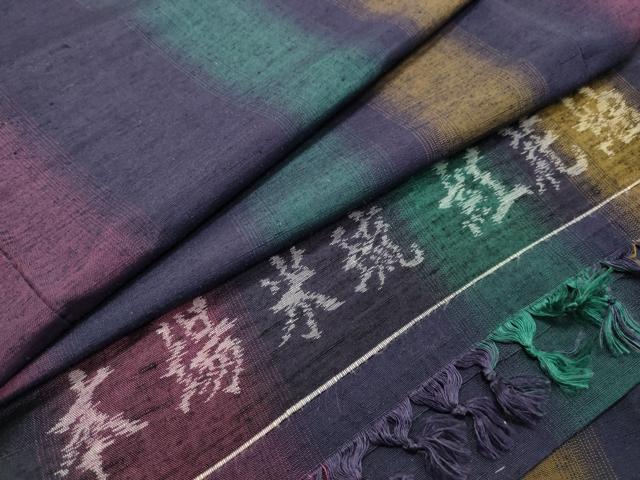 平和屋着物●本場米琉　紅花紬　米沢　間道　反端付き　正絹　逸品　未使用　CAAY8225gh