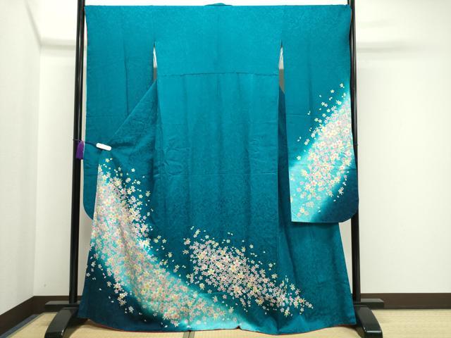 平和屋着物●豪華振袖　舞桜文　暈し染め　正絹　逸品　CAAY8385gh