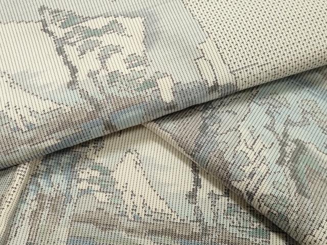 平和屋着物●本場大島紬　白大島　9マルキ　総絣　色紙重ね風景文　正絹　逸品　CAAY8393gh