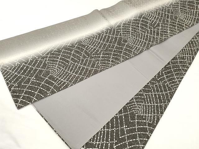 平和屋着物●全通柄袋帯　吉祥文　銀通し地　正絹　逸品　CAAY9203yk