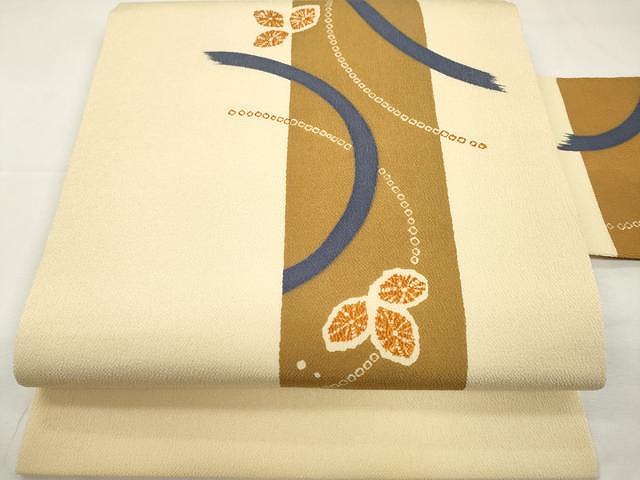 平和屋着物●九寸名古屋帯　絞り　舞花文　鬼しぼ縮緬　正絹　逸品　CAAY9216yk