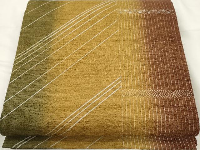 平和屋着物●六通柄袋帯　紬地　斜線文　やまと誂製　正絹　逸品　CAAY9226yk
