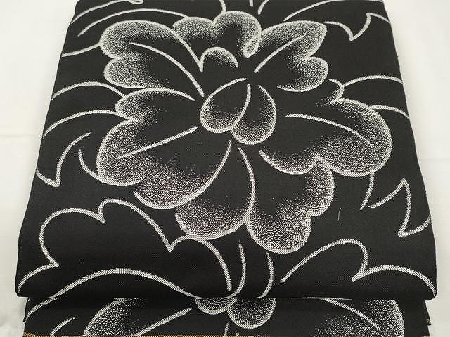 平和屋着物●六通柄　本袋帯　舞花文　黒地　正絹　逸品　CAAY9271yk